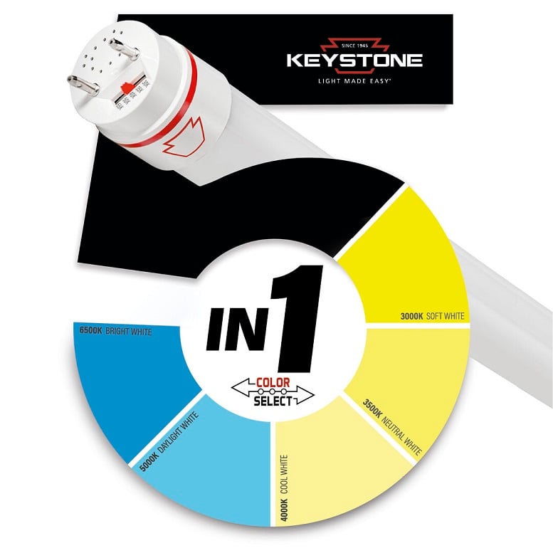 Keystone Color Selectable LED Tubes with 5 CCT Choices